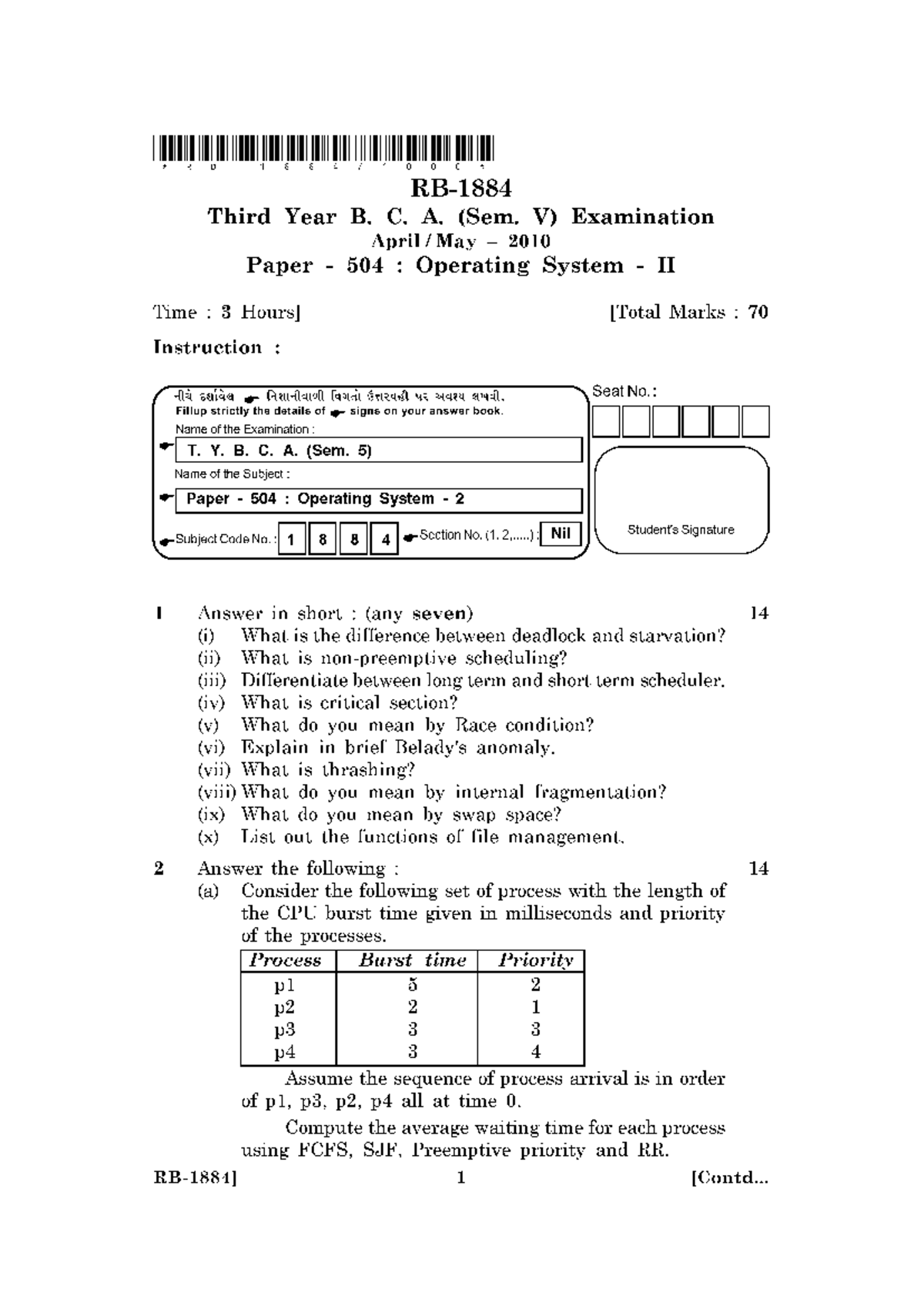 OS-II - operatin system notes - Masters Of Computer Application - Studocu