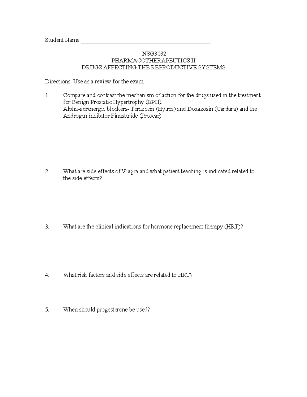 Reproductive Critical thinking - Student Name