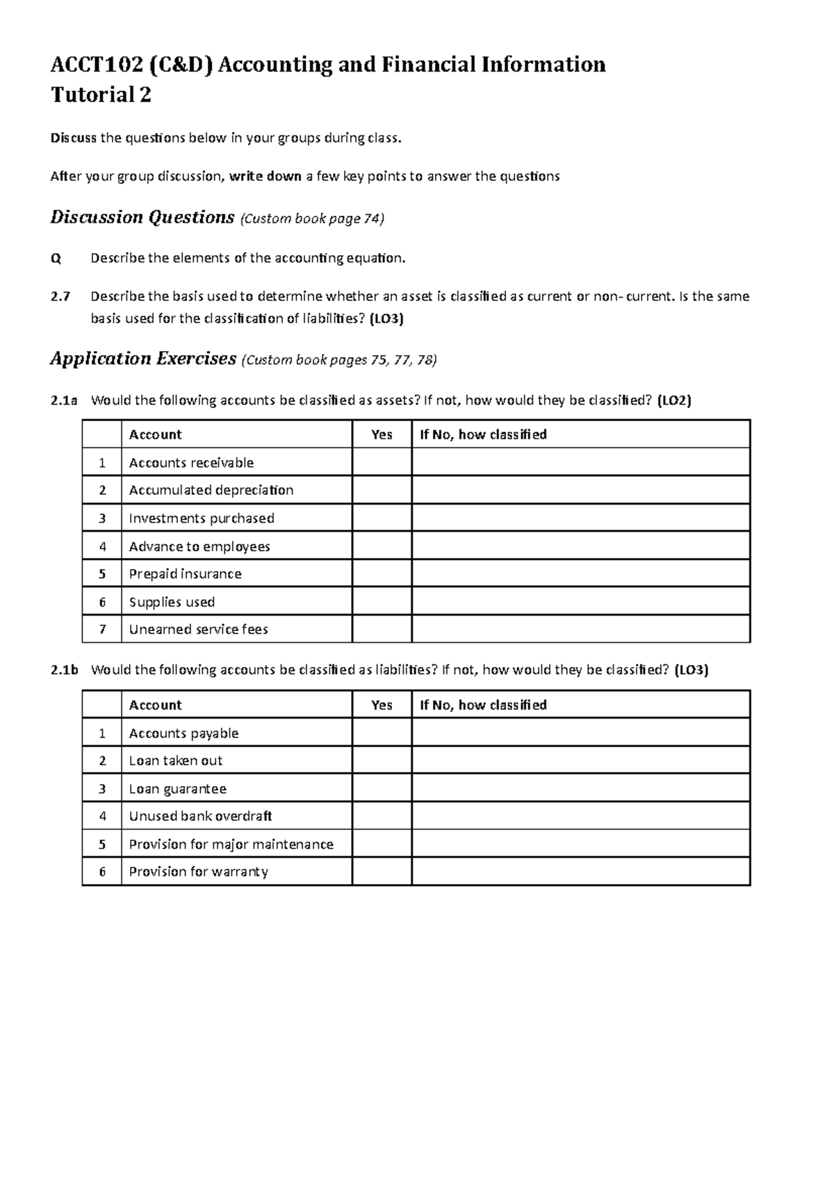 Tutorial 2 2022S2 - ACCT102 (C&D) Accounting and Financial Information ...
