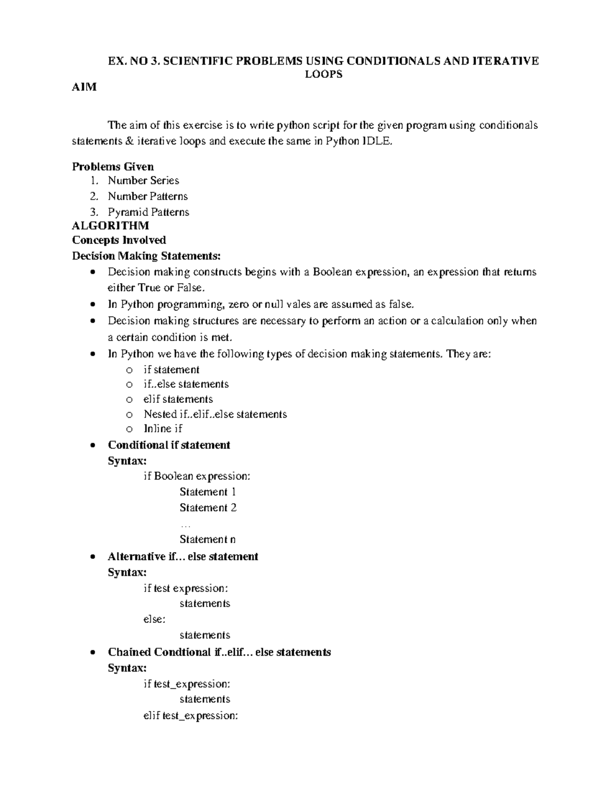 Pspp Lab Exno 03 Lab Exercise Aim Ex No 3 Scientific Problems Using Conditionals And 