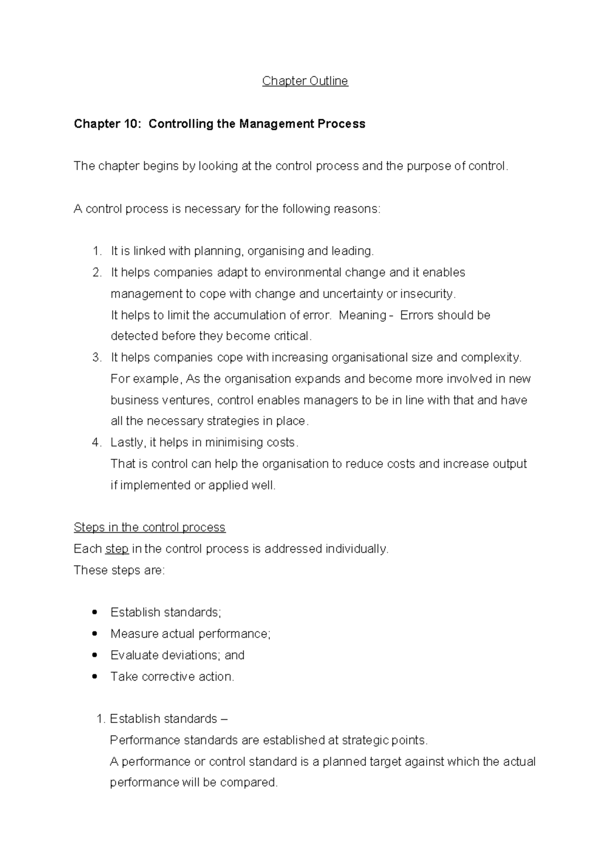 Chapter 10 Outline - Bmg - Chapter Outline Chapter 10: Controlling the ...