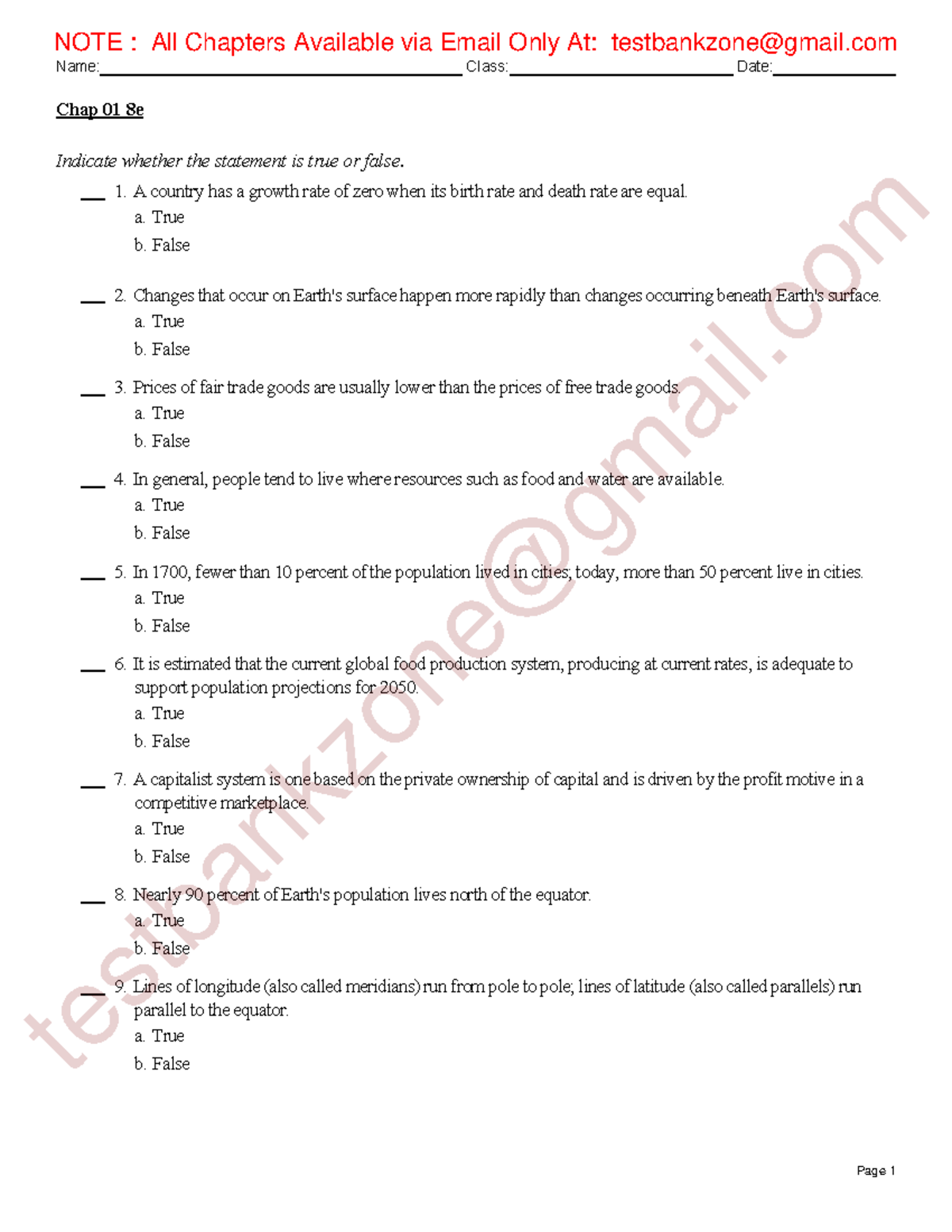 Test bank and Solutions For World Regional Geography, Global Patterns ...