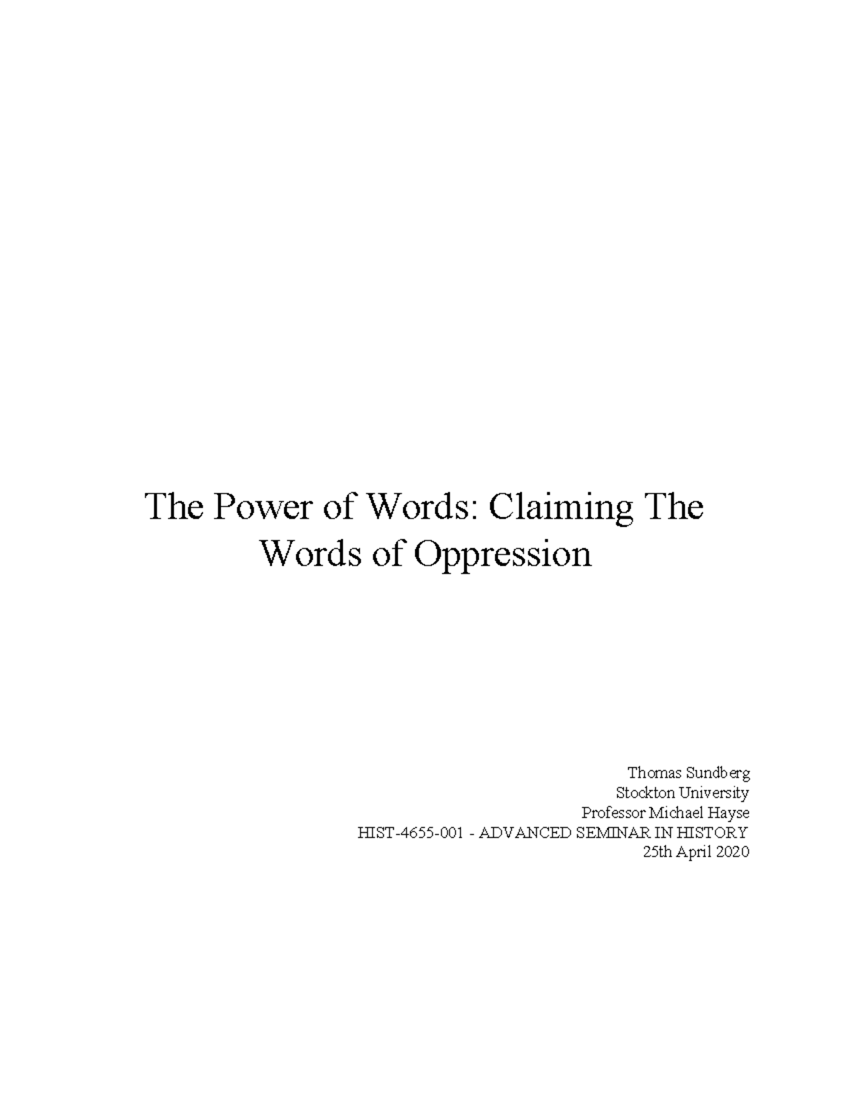 The Power of Words Claiming The Words of Oppression - The Power of ...