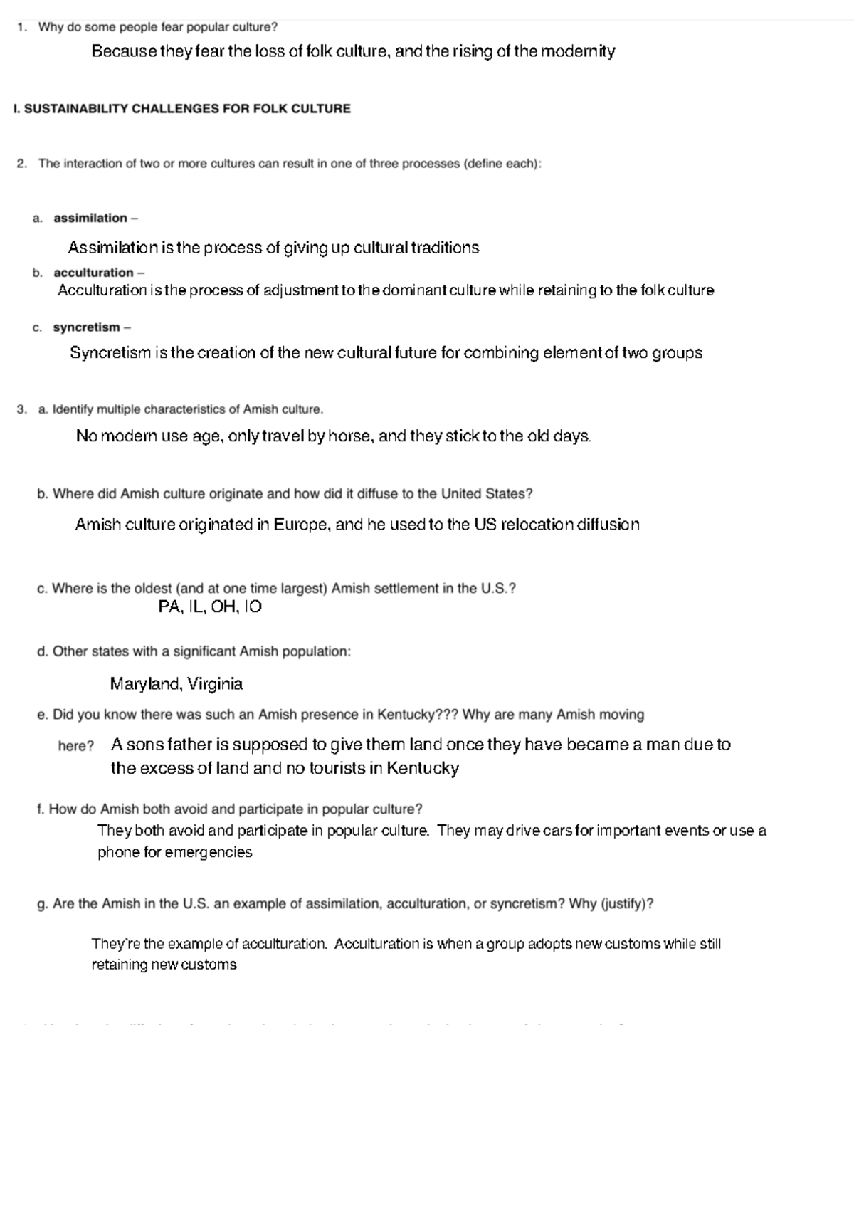 Ch 4.4 review ap human geo - Because they fear the loss of folk culture ...