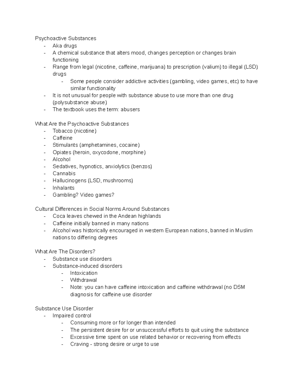 Substance Abuse - PSYC380 - UD - Studocu