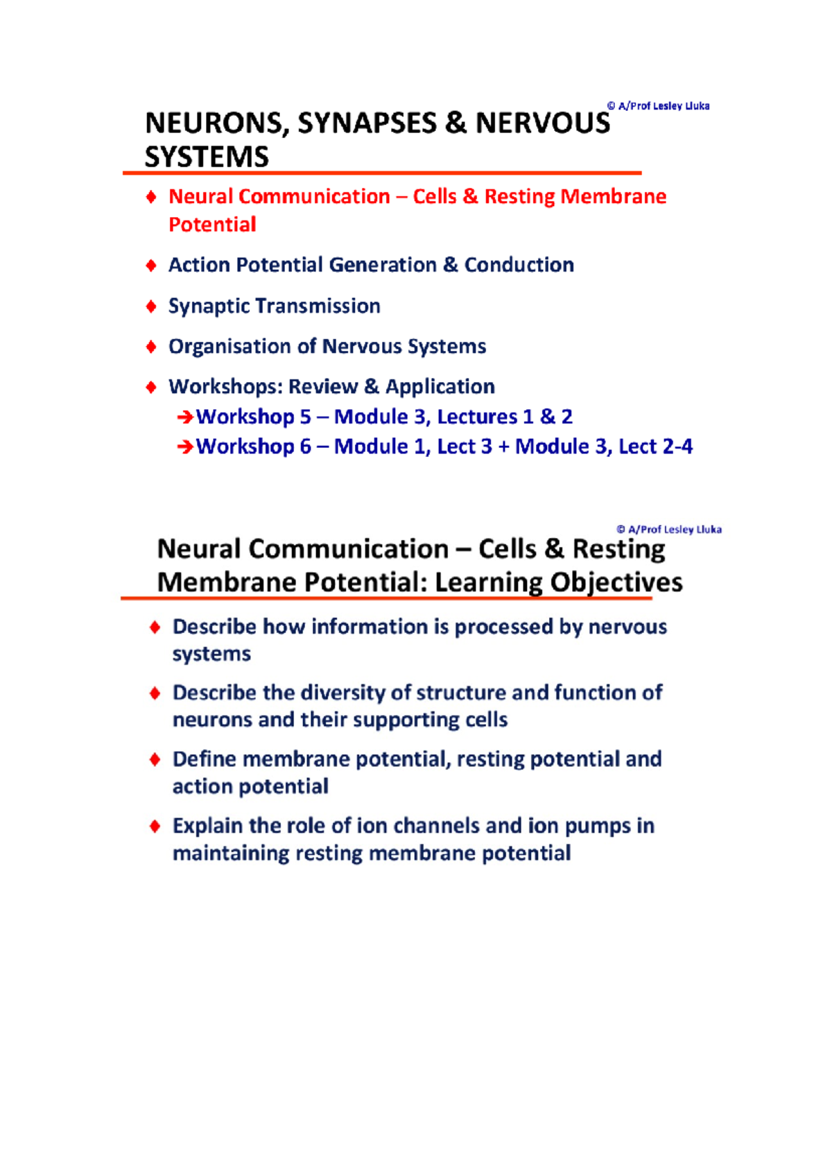 Module 3 - Lecture notes - Black part are the cell body and dendrites ...