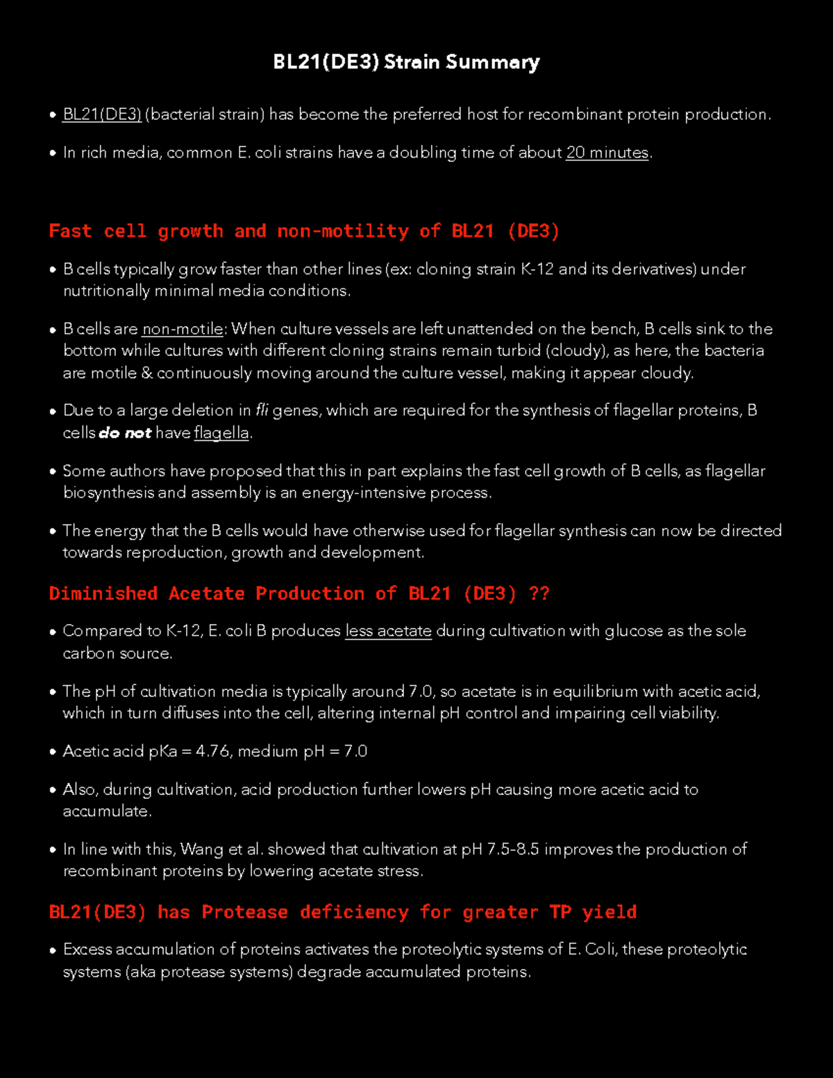 Advanced Biochemistry - BL21(DE3) Strain Summary - BL21(DE3) Strain ...