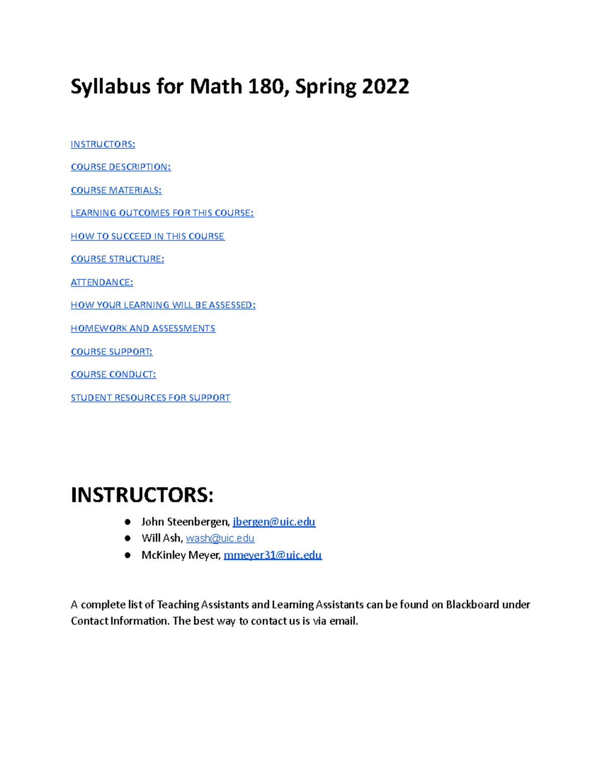 Math 180 Syllabus, Spring 2022 - Syllabus for Math 180, Spring 2022 ...
