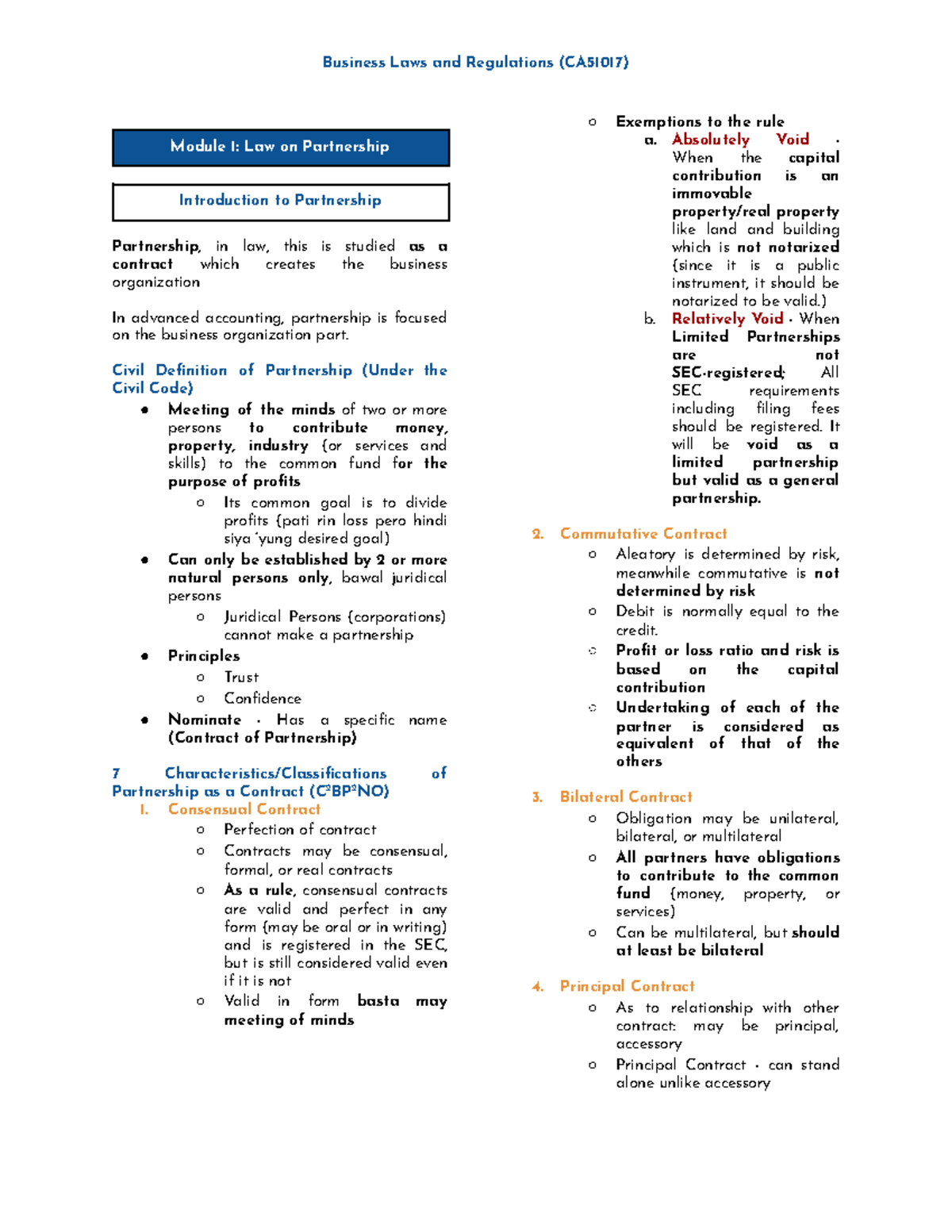Buslaw - Reviewer - Business Laws and Regulations (CA51017) Module 1 ...