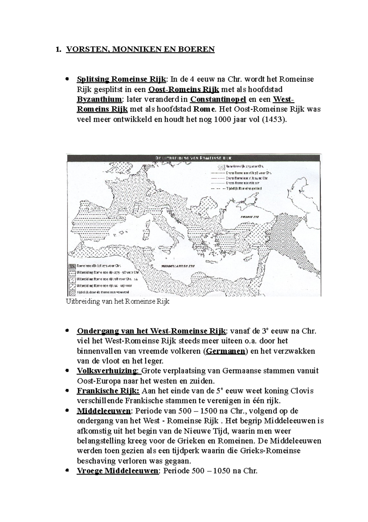 Blz 9 en 10 - hoi - 1. VORSTEN, MONNIKEN EN BOEREN Splitsing Romeinse ...