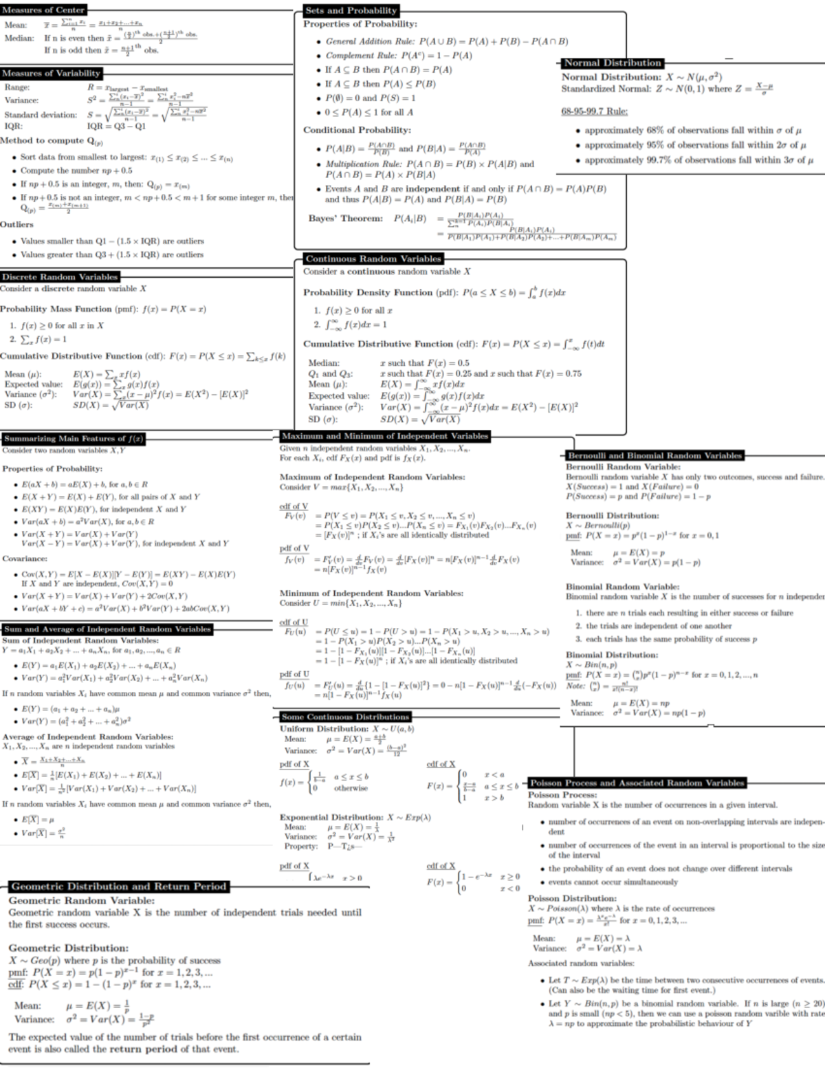 Stat formula sheet - STAT 251 - Studocu