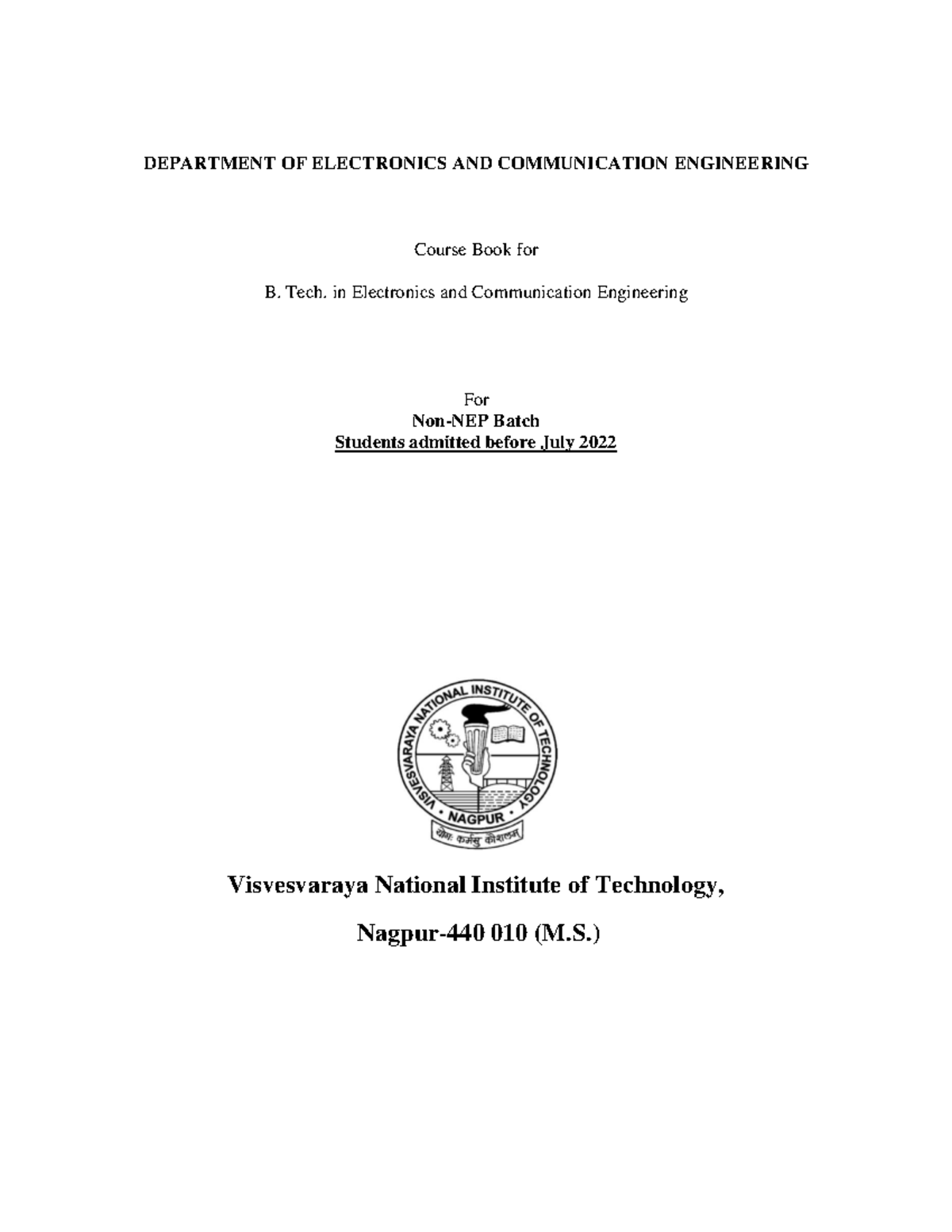 Ece cb - coursebook - DEPARTMENT OF ELECTRONICS AND COMMUNICATION ENGINEERING Course Book for B ...