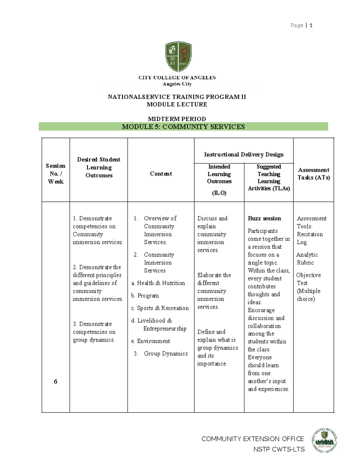NSTP2- Module-5 - None - COMMUNITY EXTENSION OFFICE NATIONALSERVICE ...
