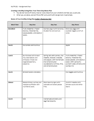 Hattie Brown 24-Hour Recall Worksheet - This information will be used ...