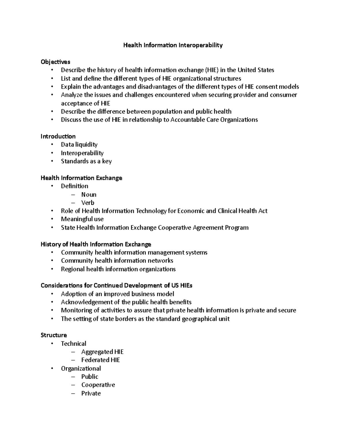 Health Information Chapter 10 - Health Information Interoperability ...