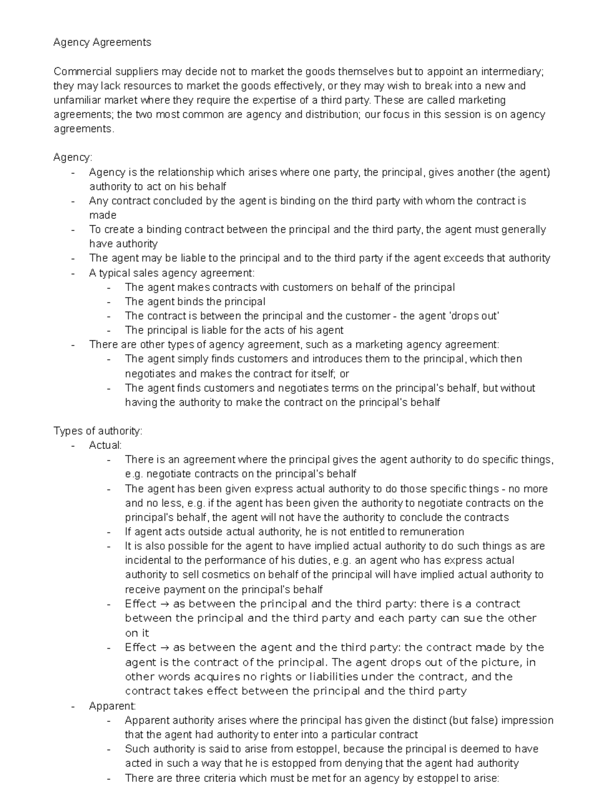 Agency Agreements - Module leader and lecture by Laura Ford - Agency ...