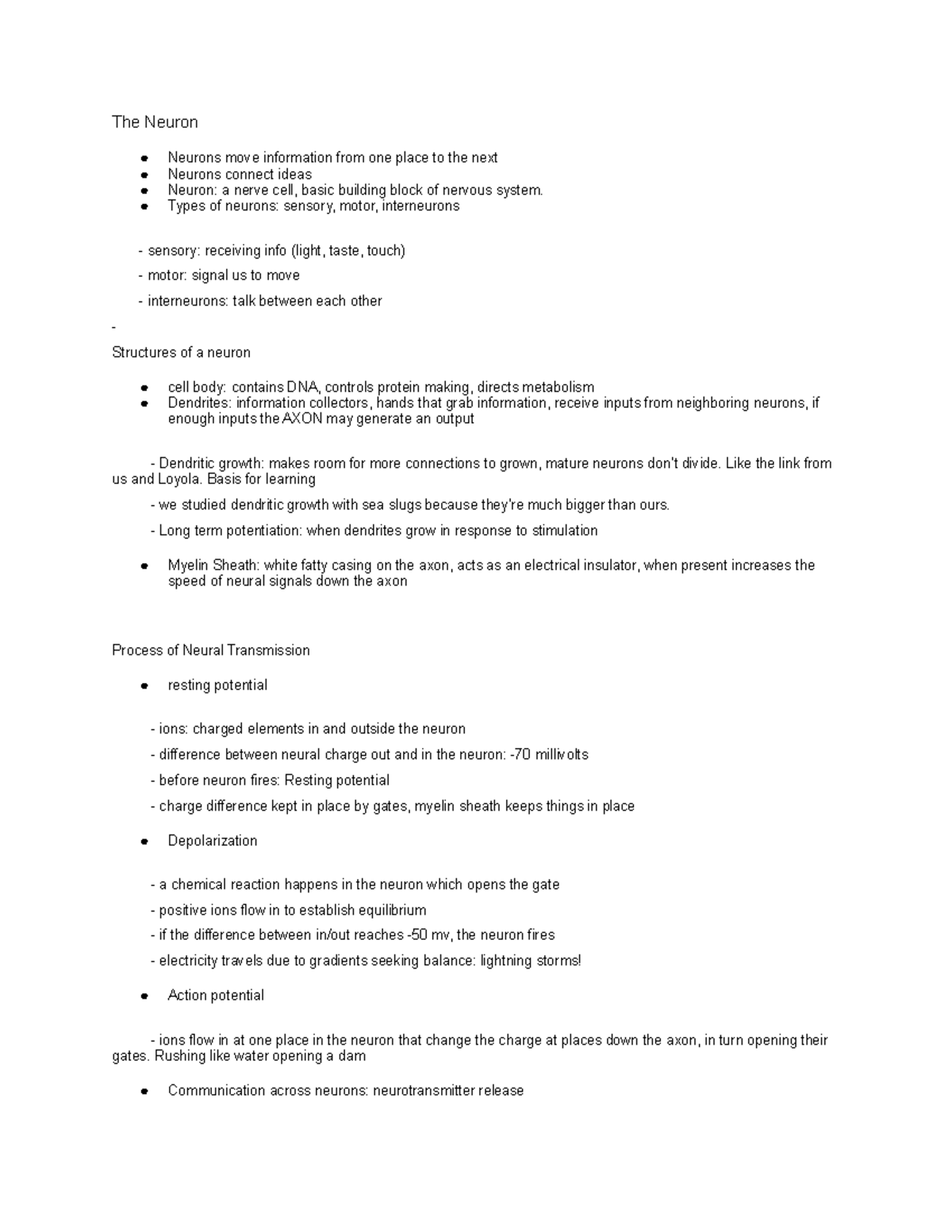 Structures of Neurons - The Neuron Neurons move information from one ...
