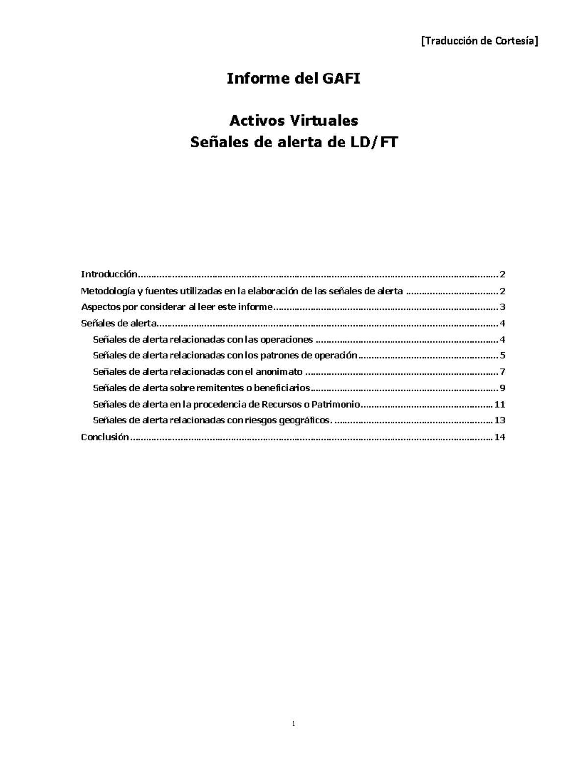 Gafilat-Spanish-Virtual Assets-Red Flag Indicators - Informe del GAFI Activos Virtuales - Studocu
