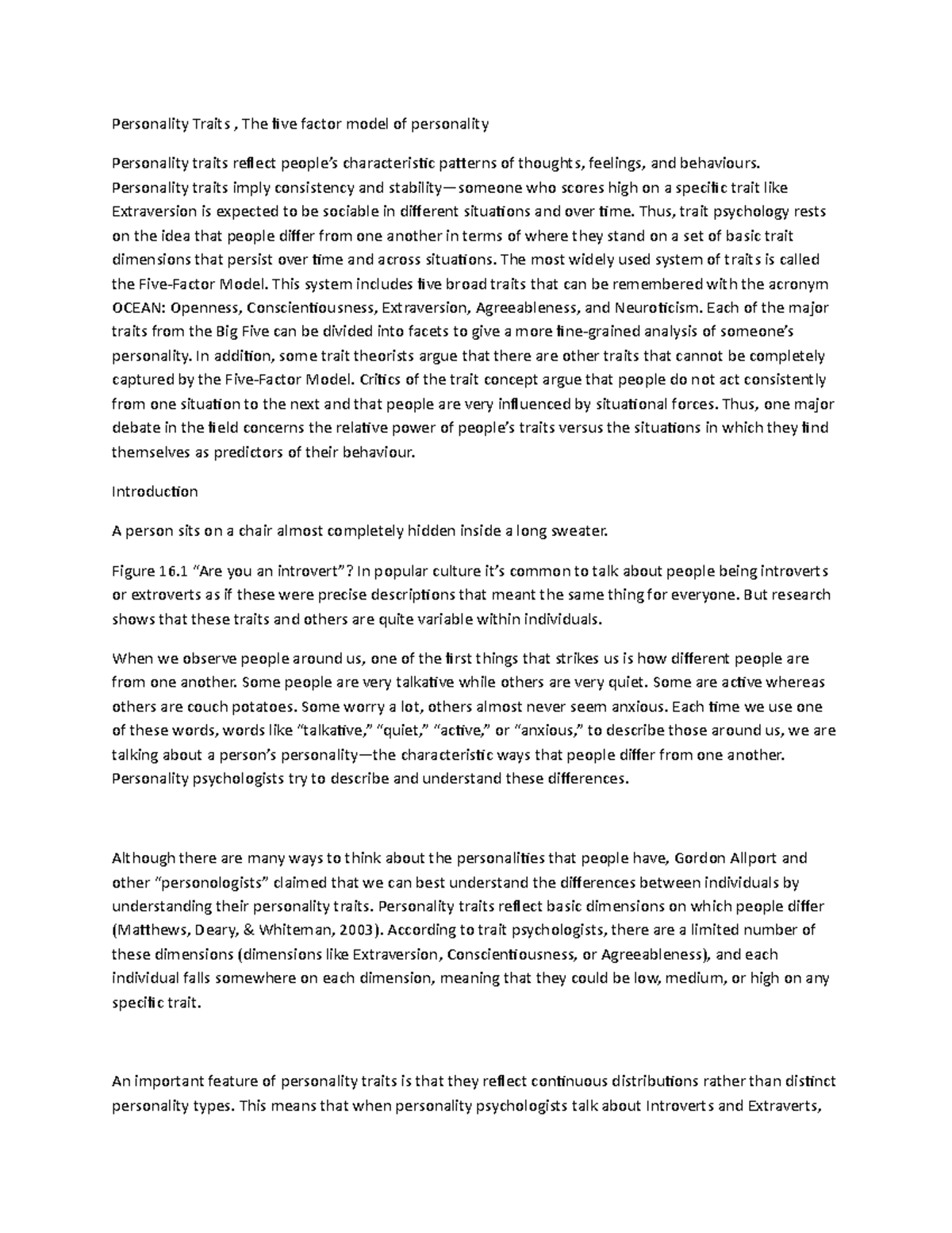 Personality Traits , The five factor model of personality - Personality ...