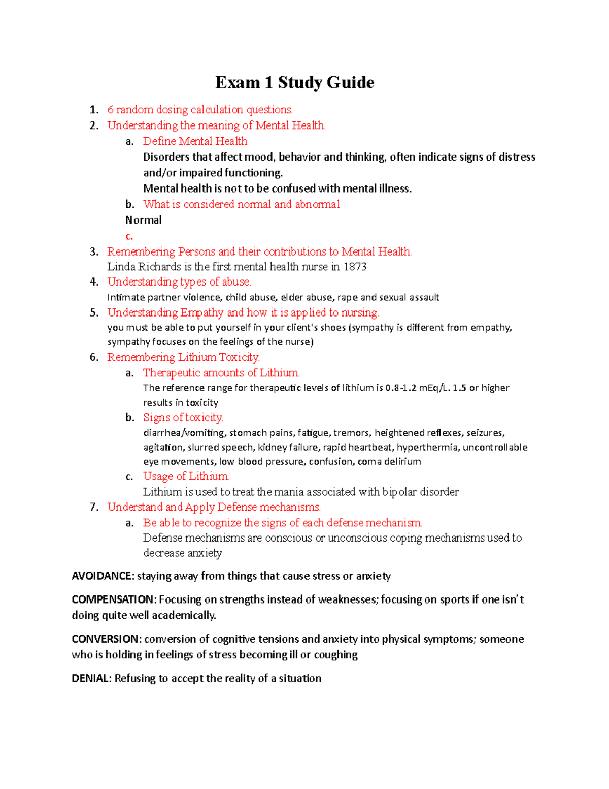 Backup of Exam 1 Study Guide - Exam 1 Study Guide 6 random dosing ...