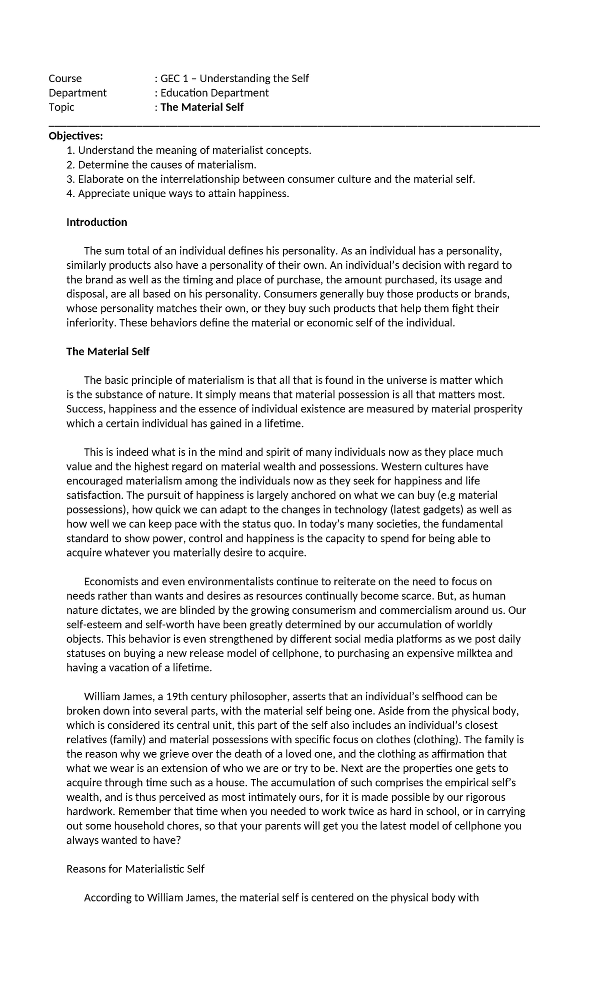 GEC 1 Activity #6 - This will help the students to understand the ...