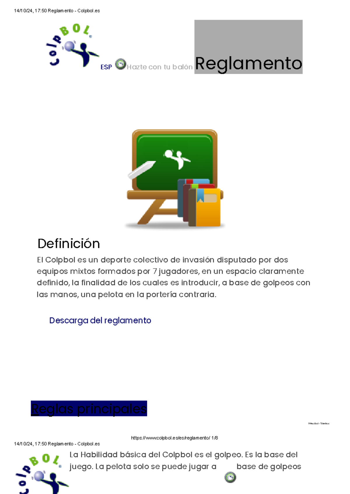 Reglamento - Colpbol - fsfsdf - 14/10/24, 17:50 Reglamento - Colpbol ESP Hazte con tu balón ...