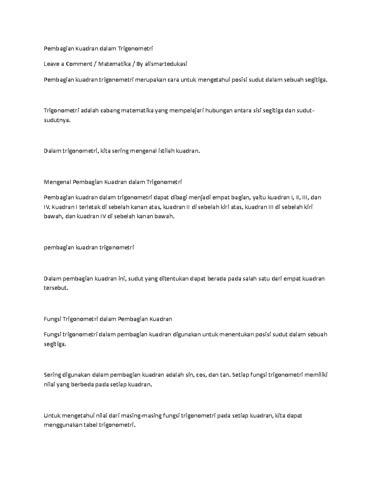 Pembagian Kuadr-WPS Office - Pembagian Kuadran dalam Trigonometri Leave ...