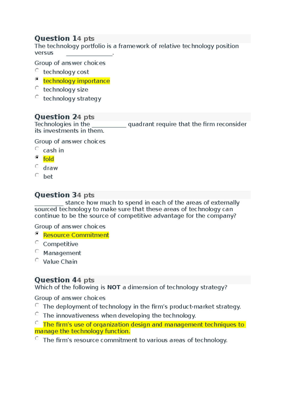 SST301 -QUIZ01 - Quiz - The technology portfolio is a framework of ...