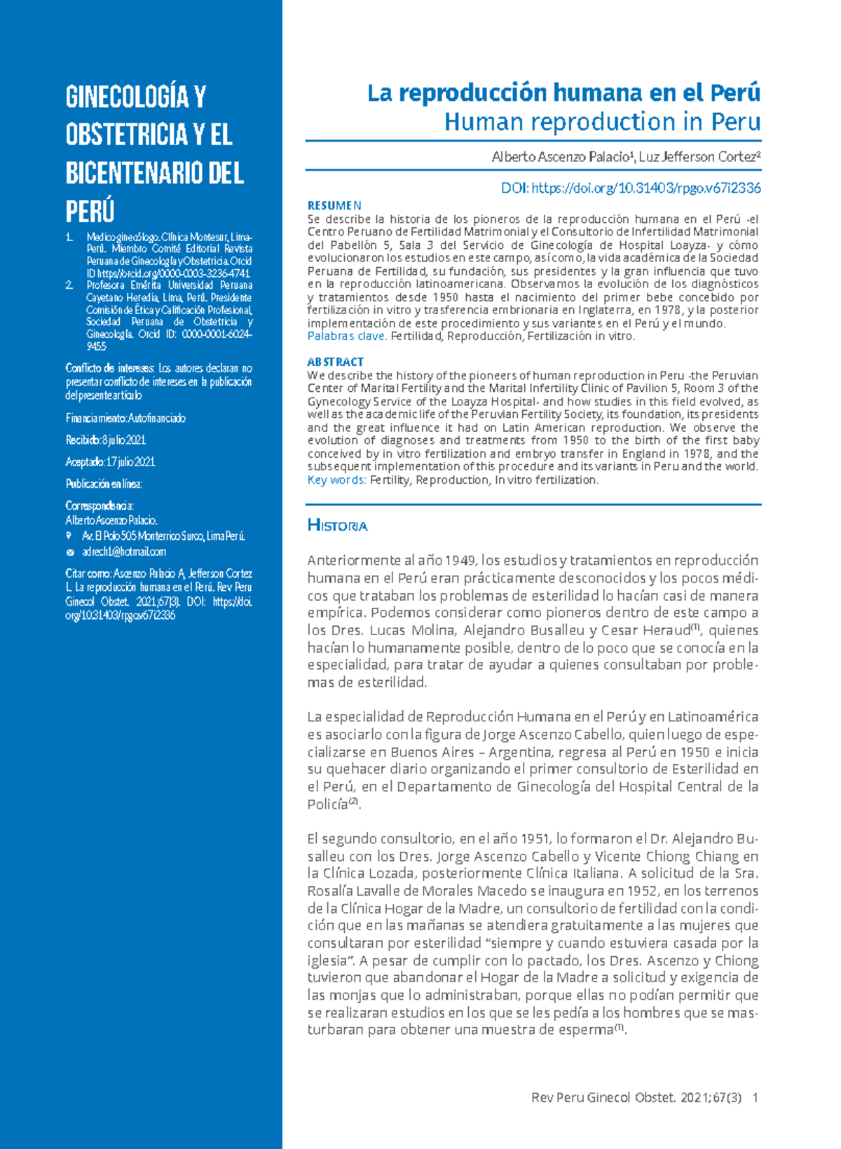 2304 5132 rgo 67 03 00005 - La reproducción humana en el Perú Human ...