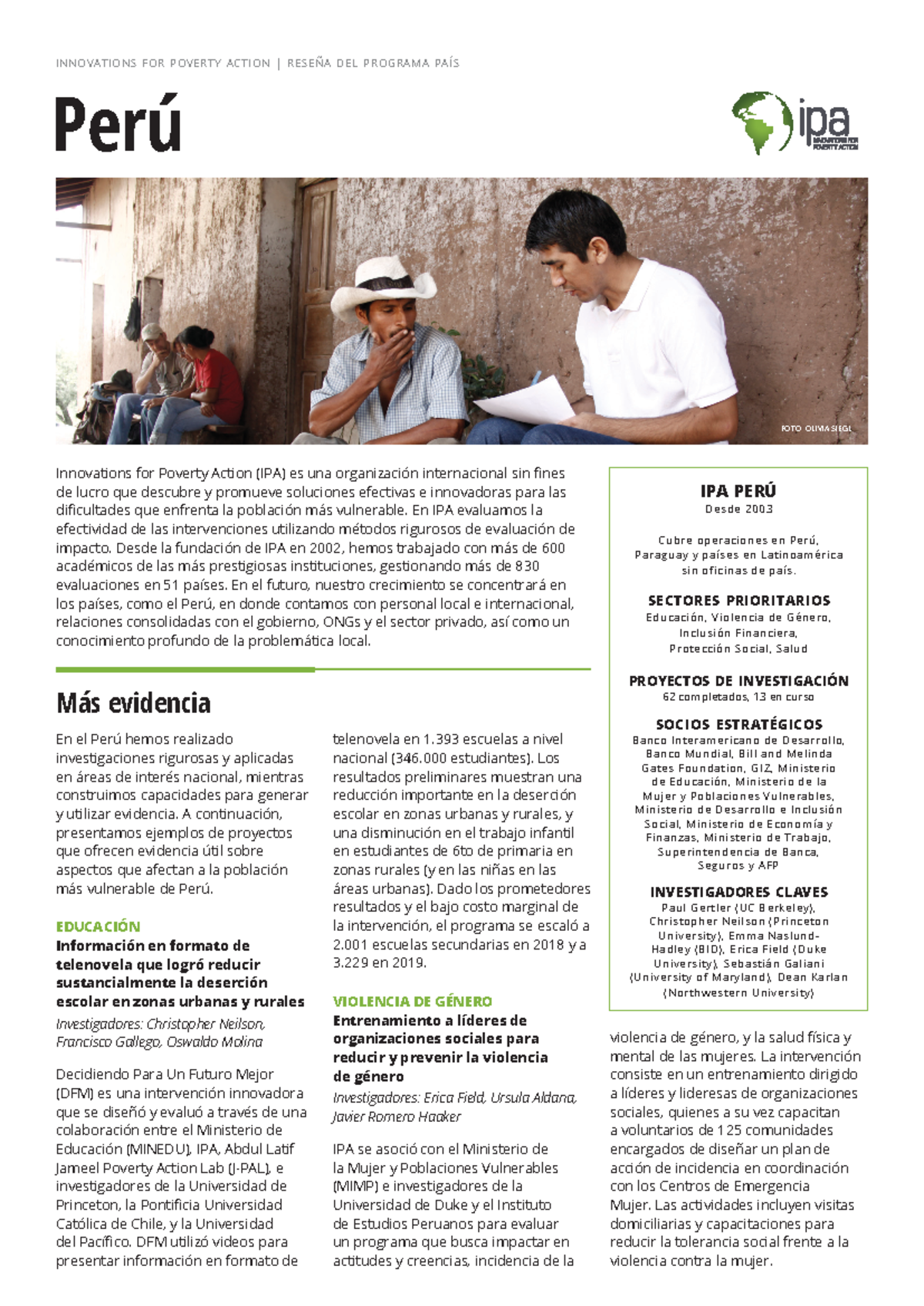 Peru Country Brief Spanish July 2019 - Perú En el Perú hemos realizado ...