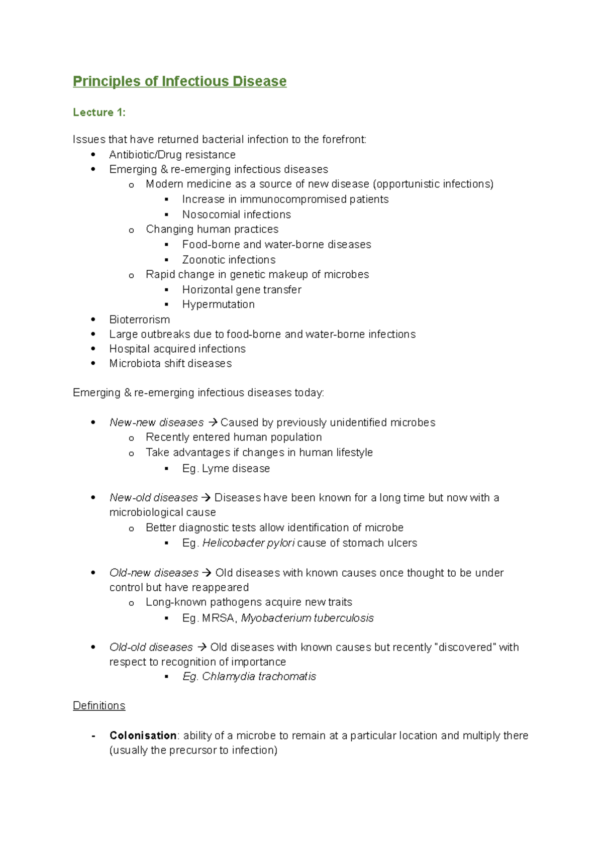 Principles of Infectious Disease Notes (UoM) - Principles of Infectious ...