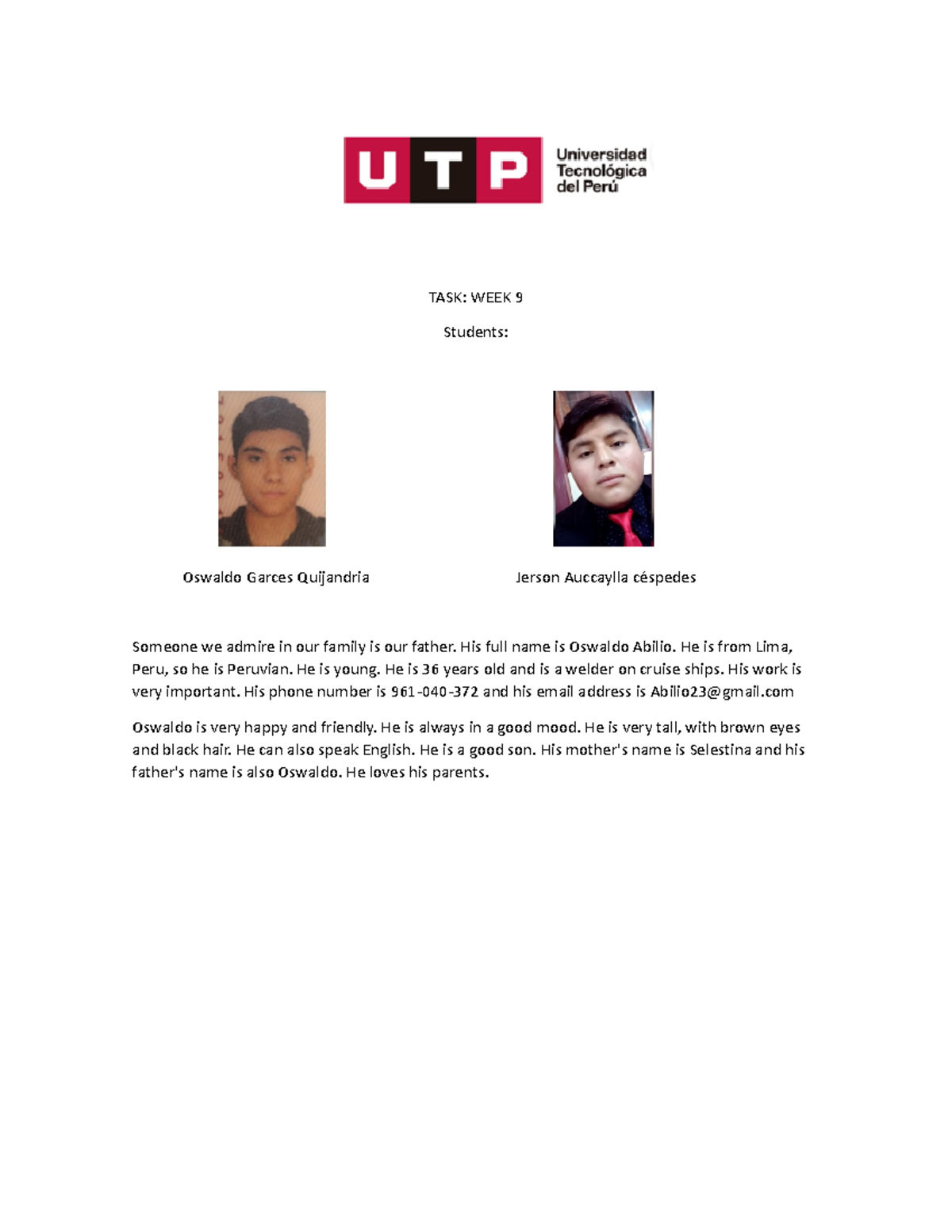 TASK 9 - tarea - TASK: WEEK 9 Students: Oswaldo Garces Quijandria Jerson Auccaylla céspedes ...