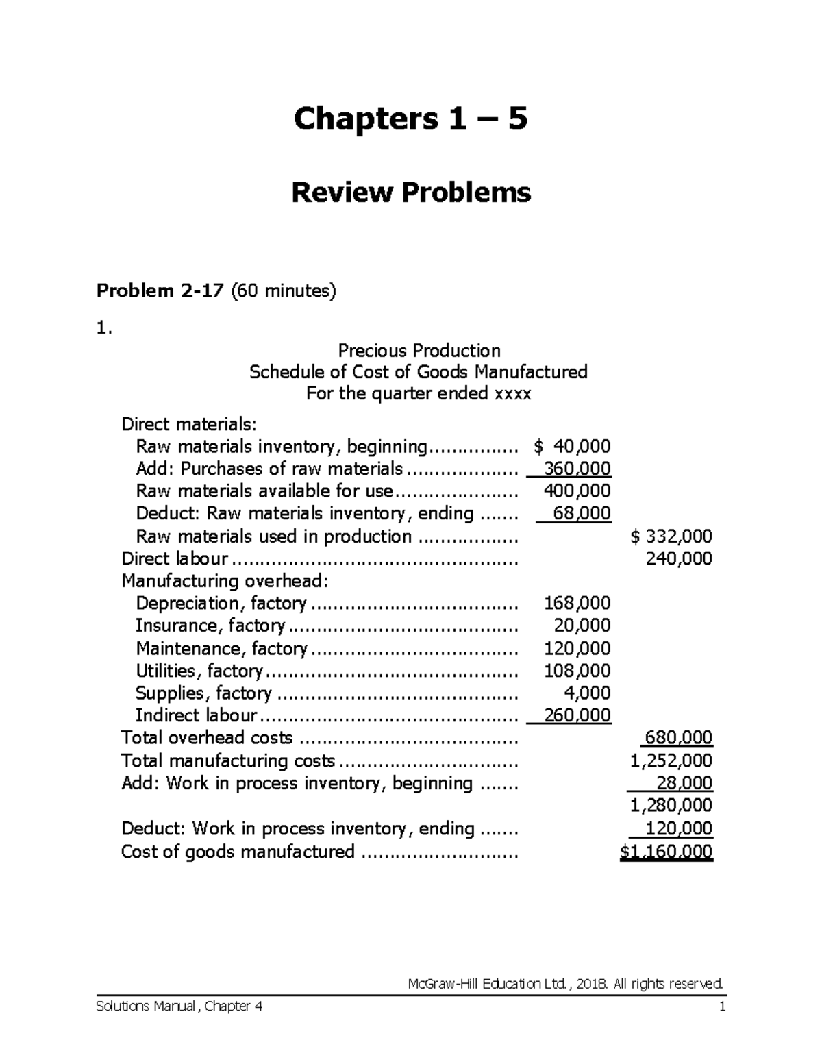 Chapter 4 - Suggested Review Problems - Virtual - Solutions - McGraw ...