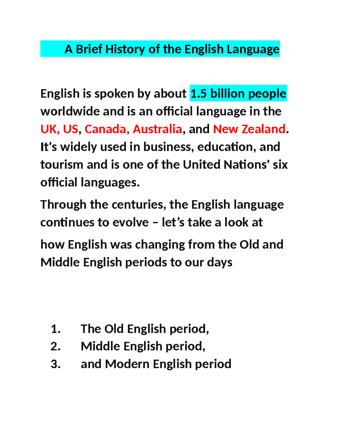 A Brief History of the English Language - It's widely used in business ...