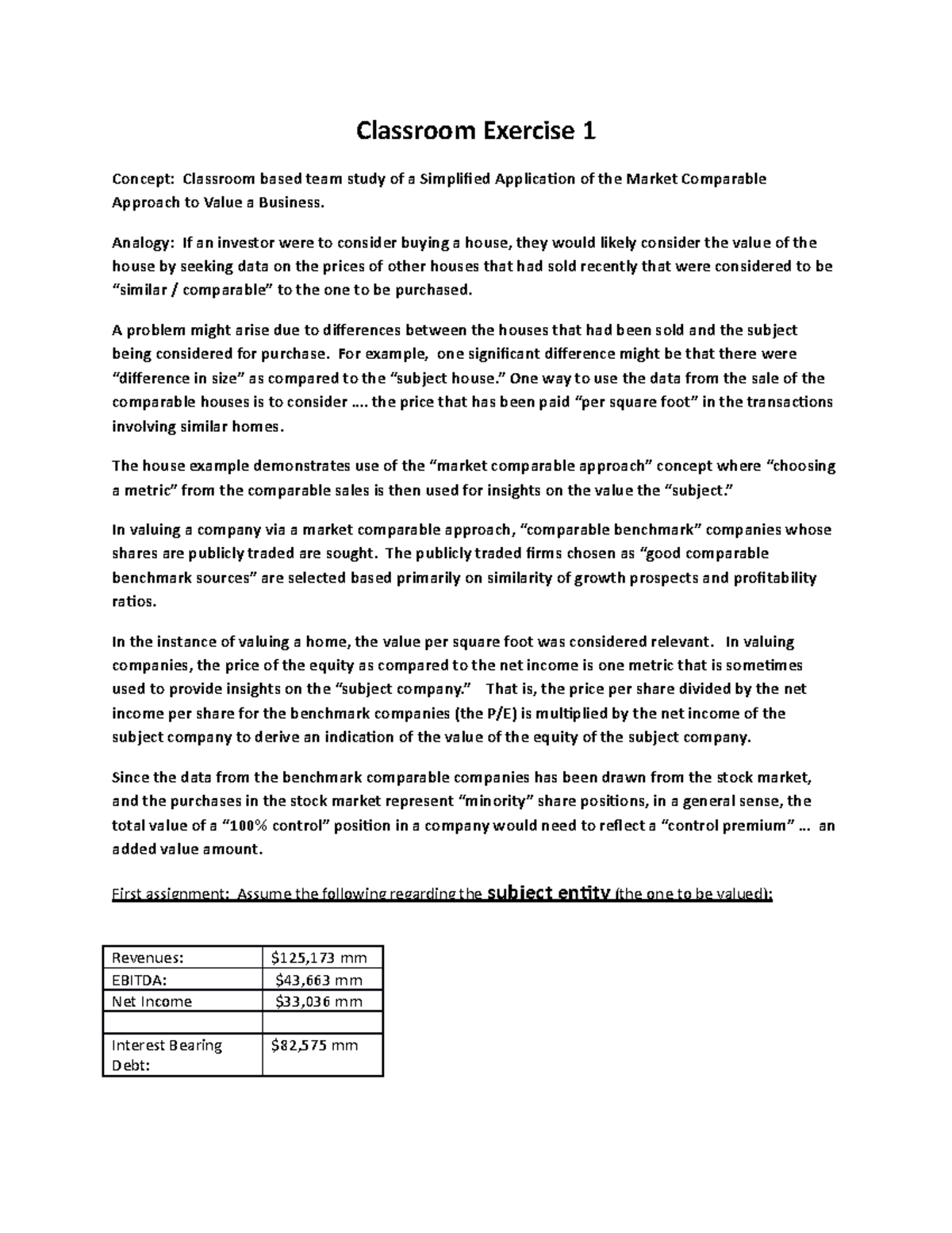 ACCT 377 Class 1 Exercise 1 v2 - Classroom Exercise 1 Concept ...