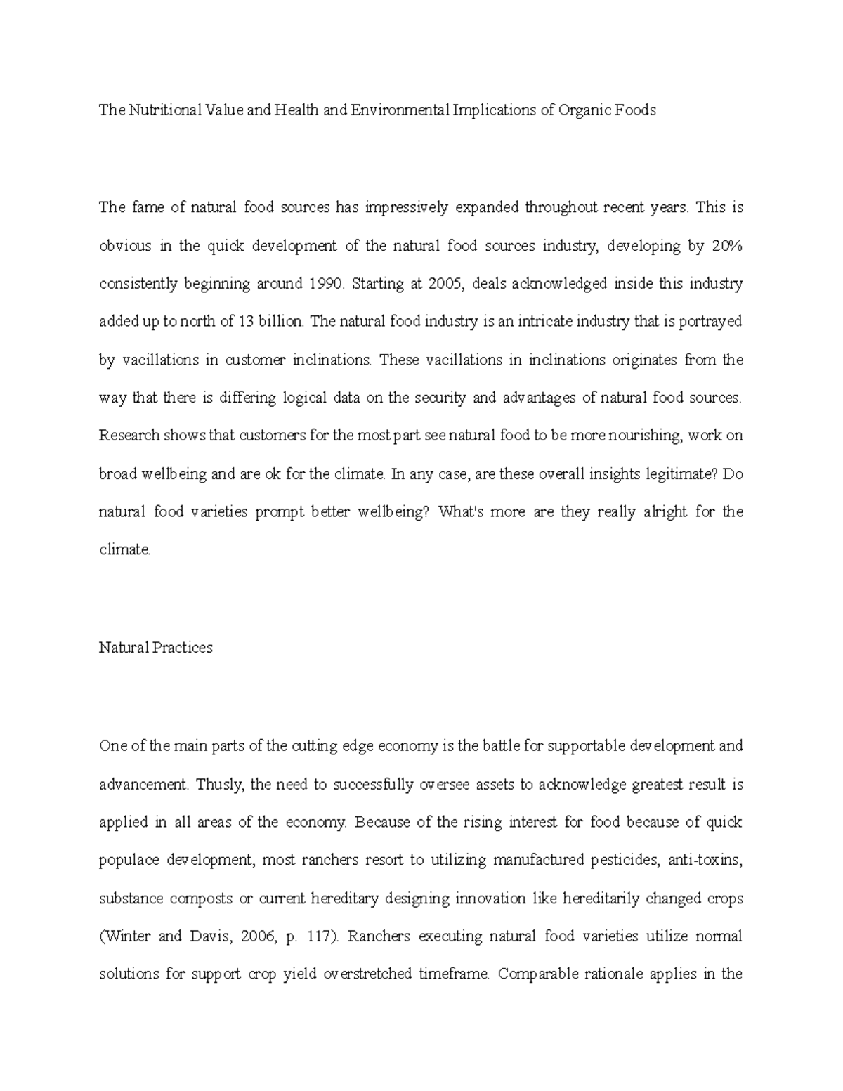 Research Paper - Organic Food Arguementive Research Paper - The ...