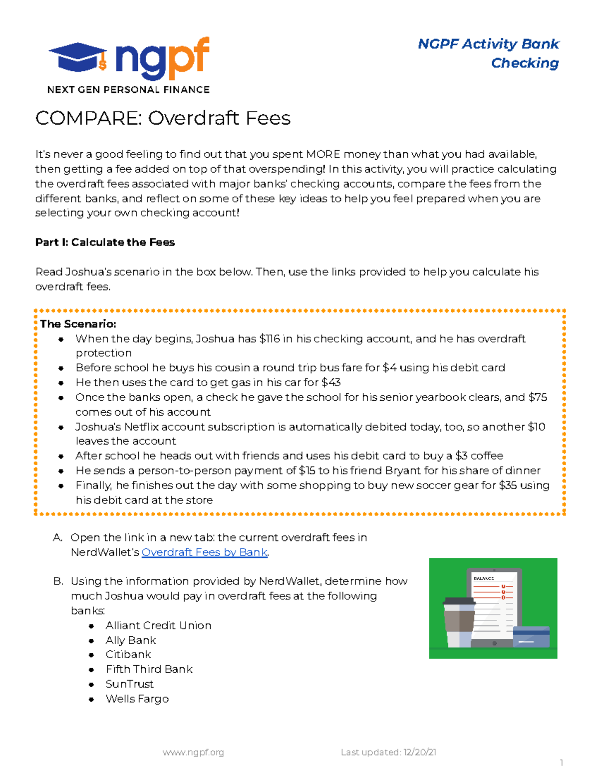 Copy of Compare Overdraft Fees - NGPF Activity Bank Checking COMPARE ...