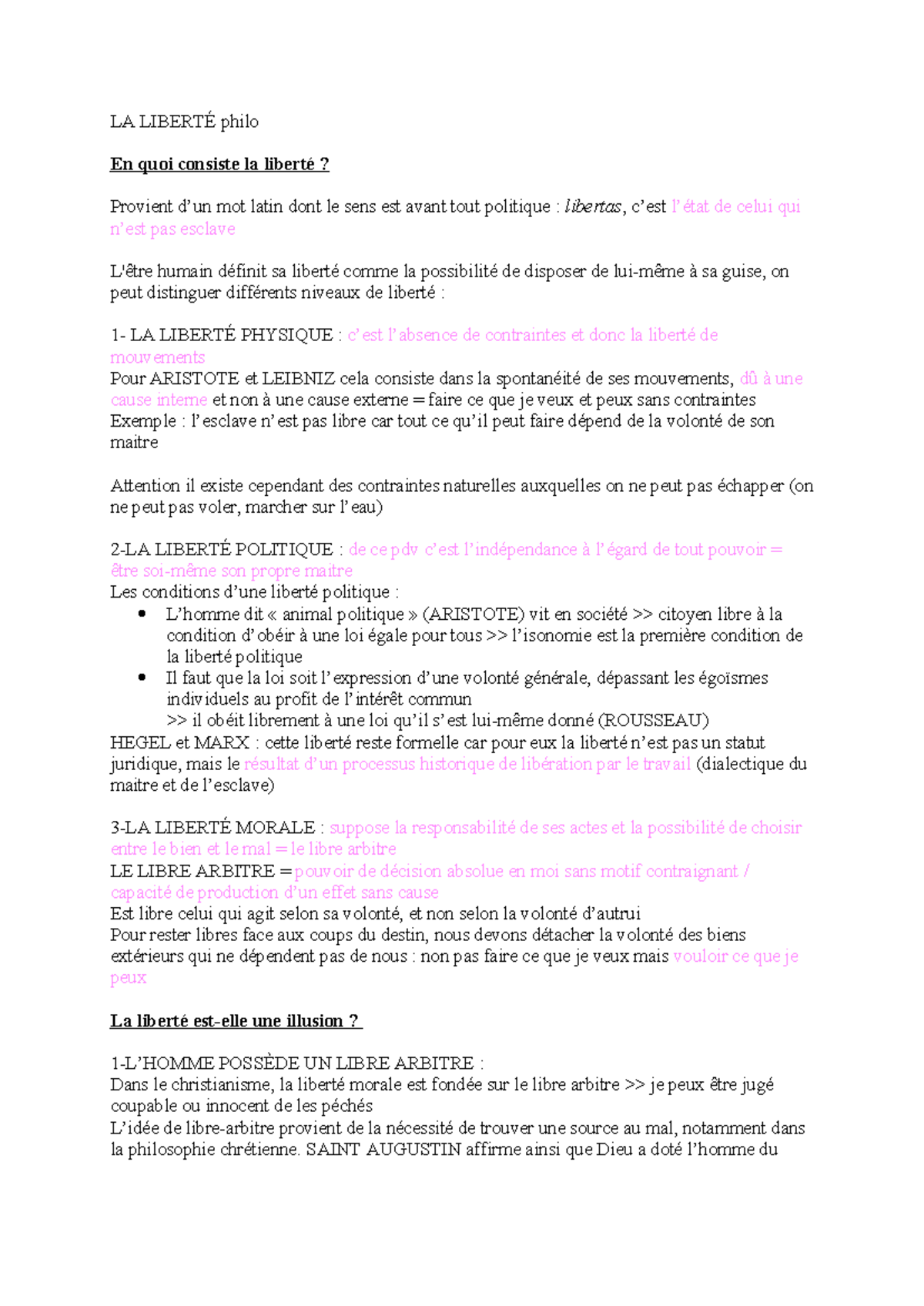 LA Liberté philo - LA LIBERTÉ philo En quoi consiste la liberté? Provient d’un mot latin dont le ...