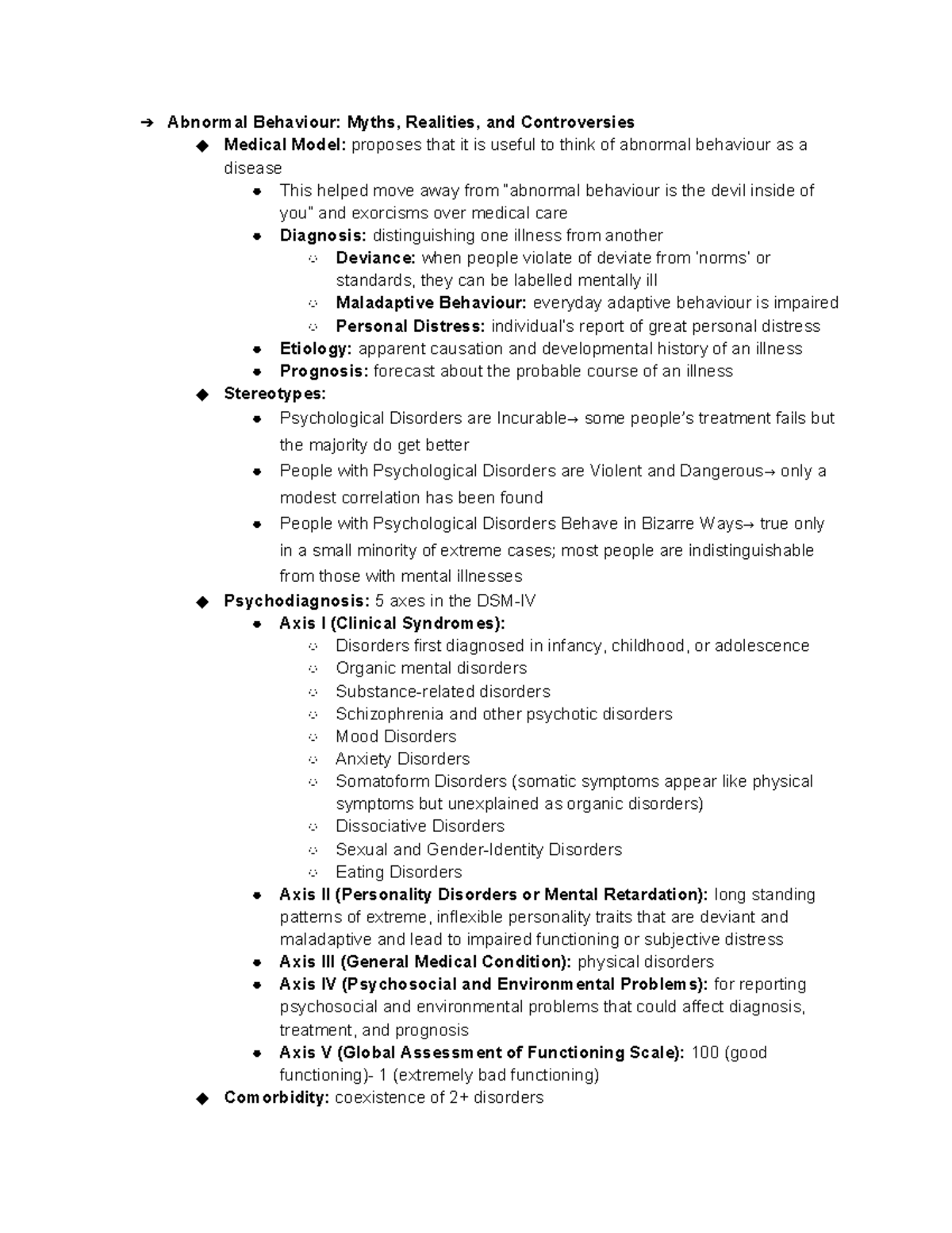 Unit 8- Psychological Disorders - Abnormal Behaviour: Myths, Realities ...
