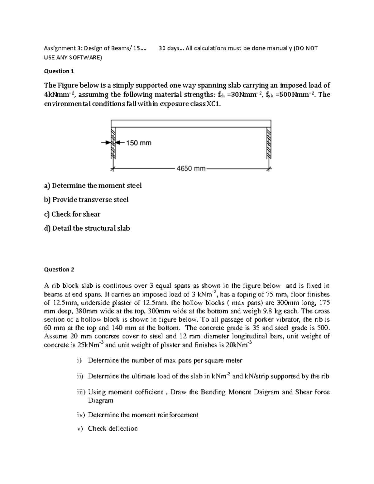 Continuous Assignment 3 Design of Slabs - Assignment 3: Design of Beams ...