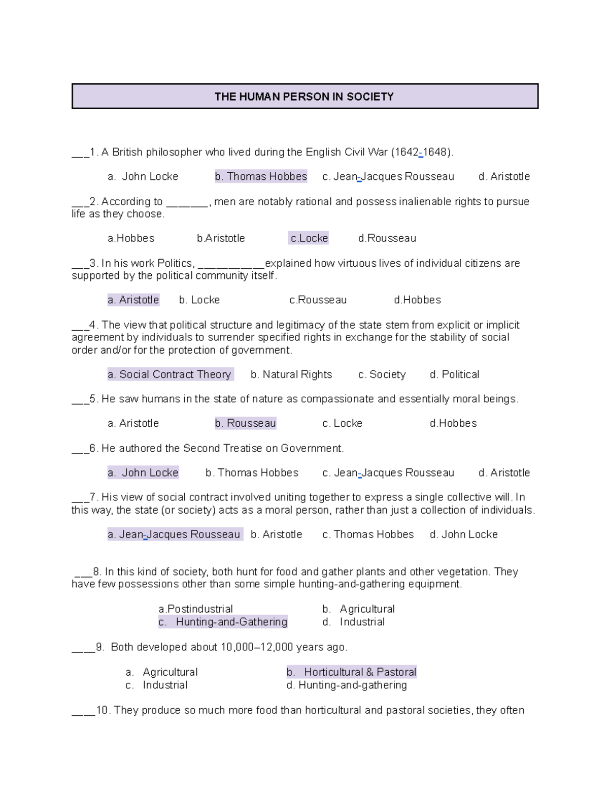 Introduction to Philosophy - The Human Person in Society Reviewer - THE ...