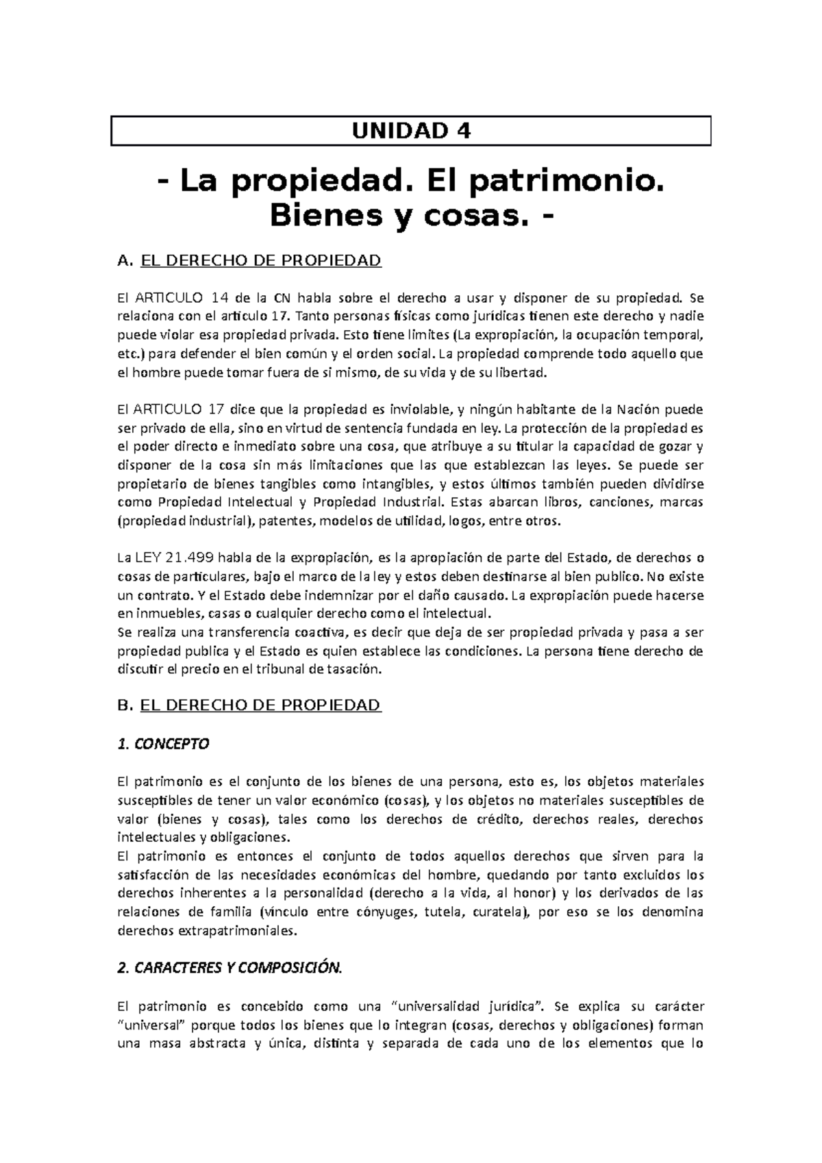 Derecho Civil Unidad 4, 5 y 6 - UNIDAD 4 - La propiedad. El patrimonio ...