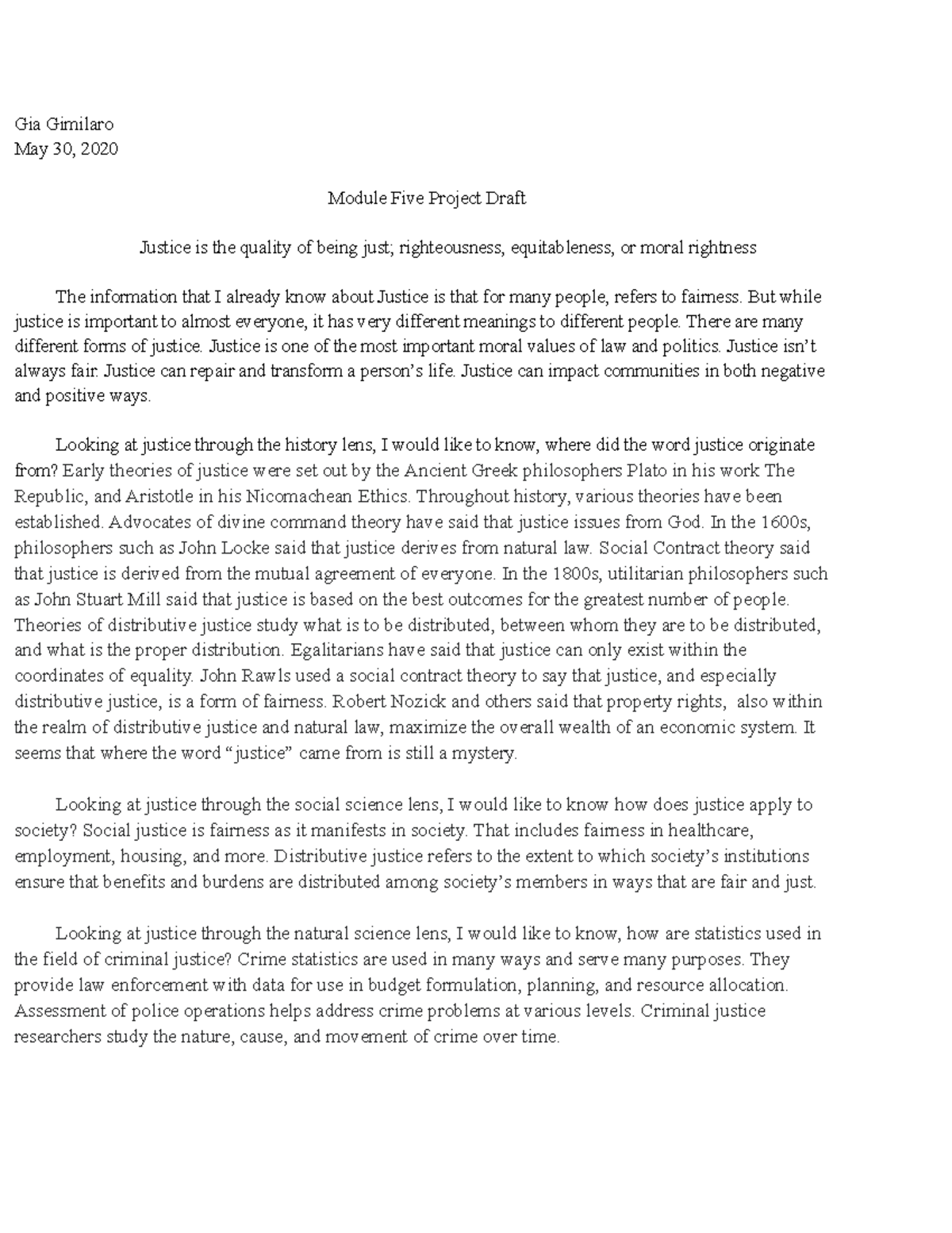 Module Five project-Liberal Arts - Gia Gimilaro May 30, 2020 Module ...