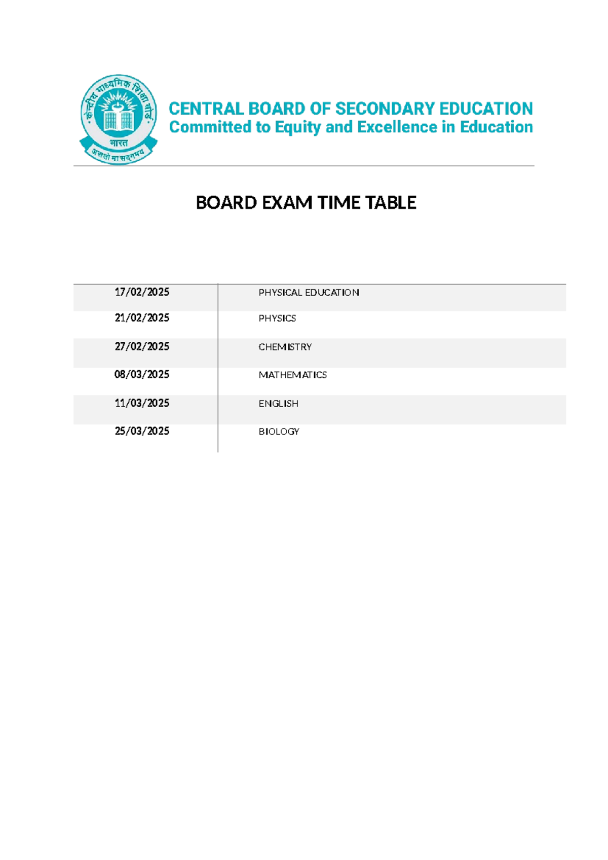 Board EXAM TIME Table - English A: Language and Literature SL - BOARD ...