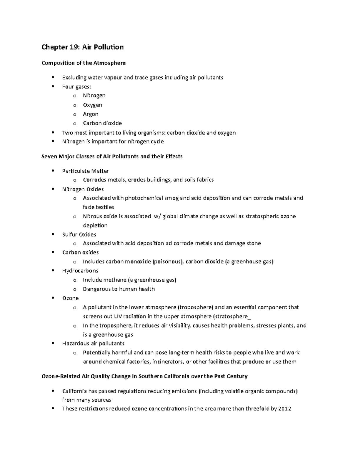 Chapter 19 Air Pollution - Chapter 19: Air Pollution Composition of the ...