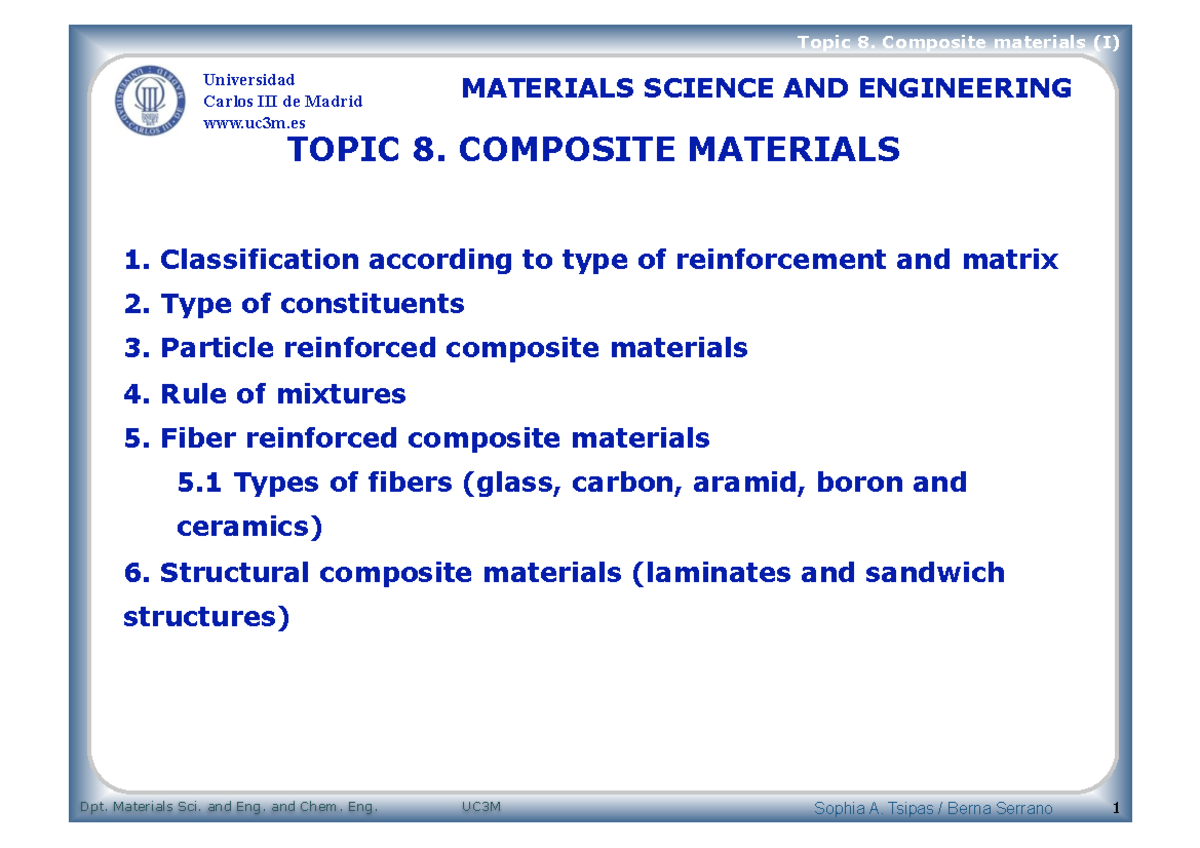 Chapter 8 1 - A composite material is a material that consists of one ...