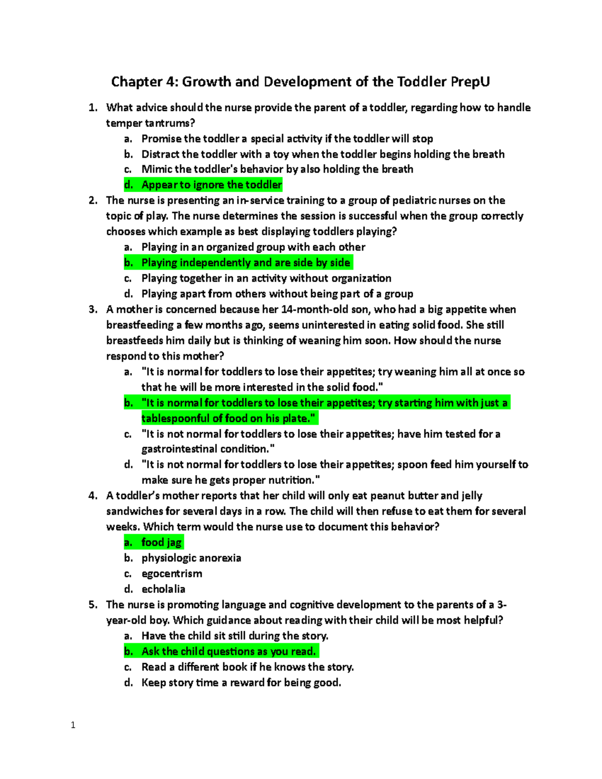 Growth and Development of the Toddler Prep U - Chapter 4: Growth and ...