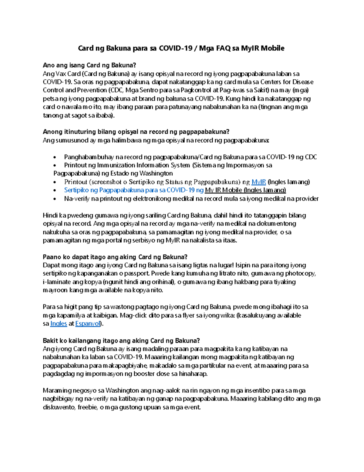 348 819 My IRVaccination Card FAQ Tagalog - Card ng Bakuna para sa ...
