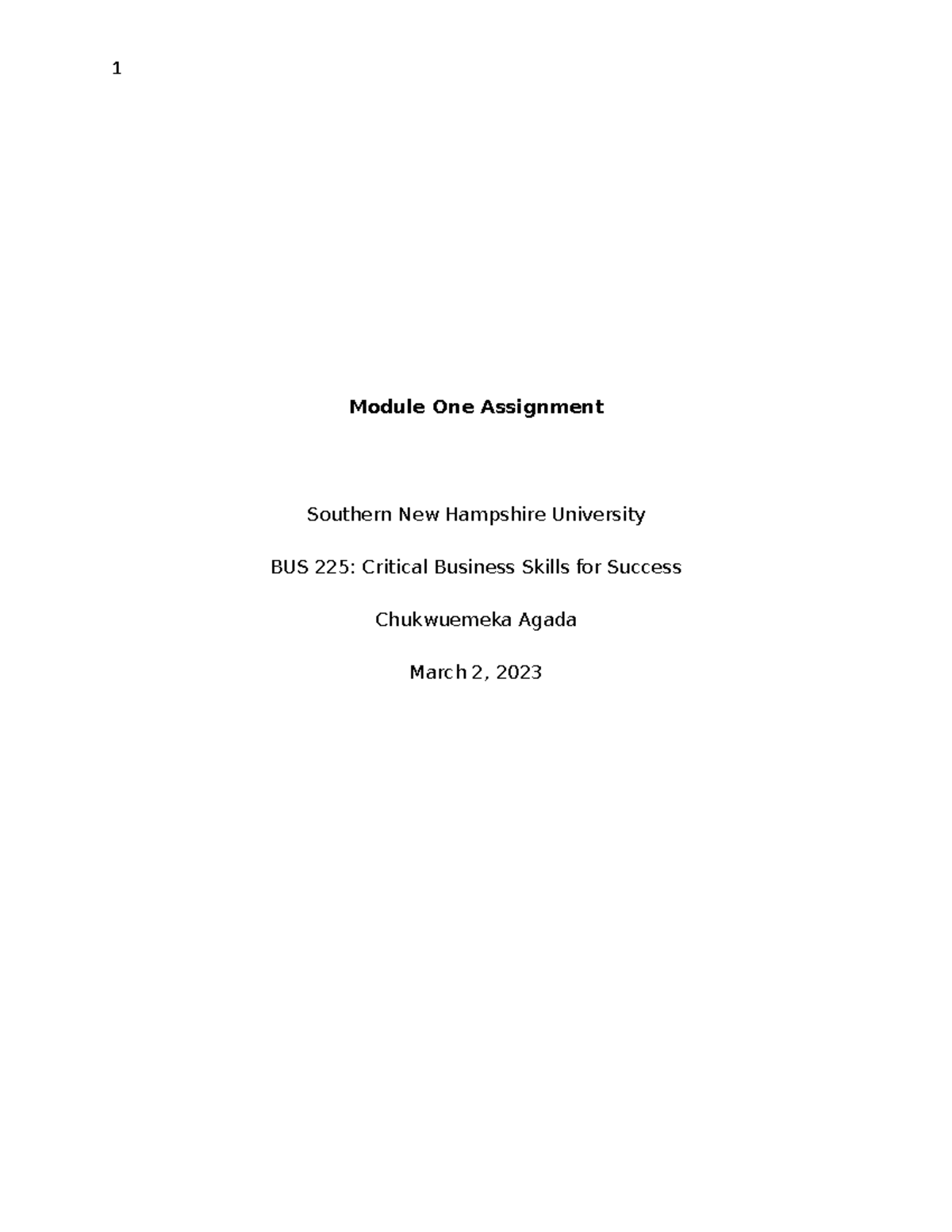 BUS225 Module One Assignment - bus225 - SNHU - Studocu