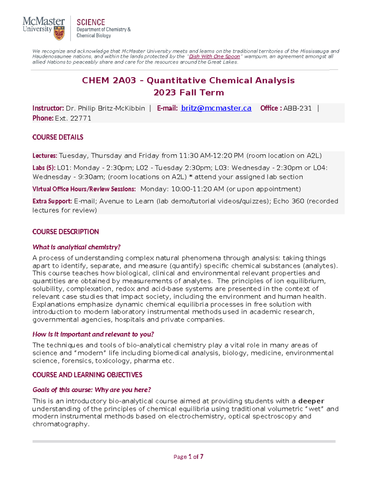 CHEM 2A03-F2023 - Summary Organic Chemistry I - We recognize and ...